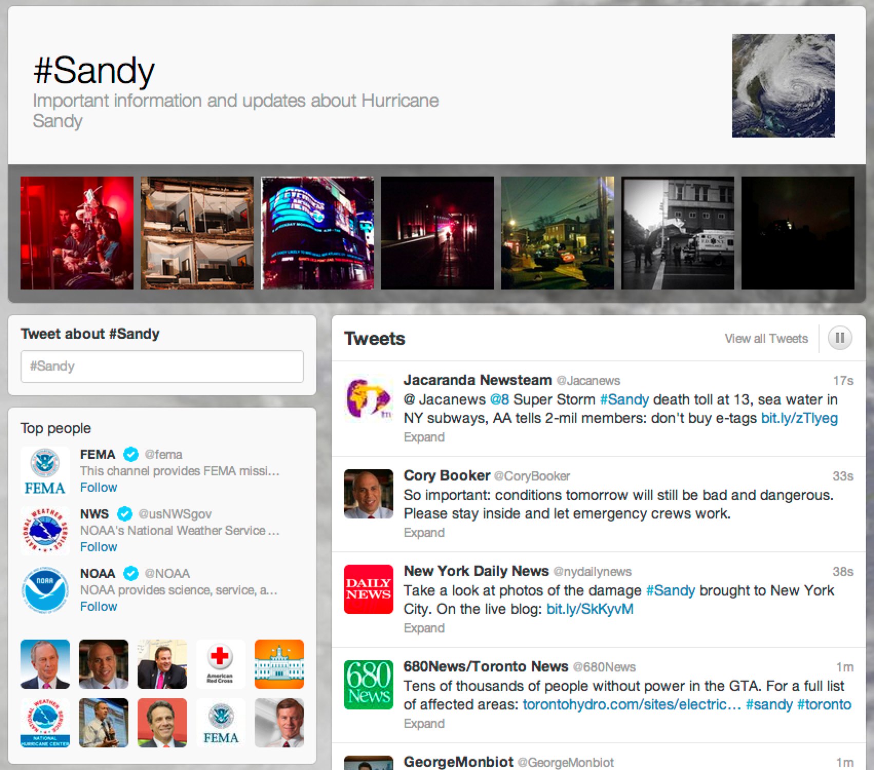 Tracking Hurricane Sandy News Through Twitter