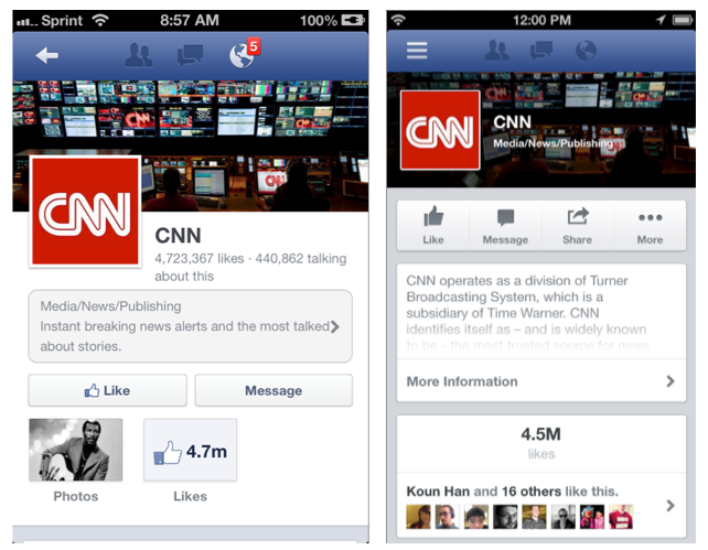 Facebook Introduces New Mobile Pages Layout
