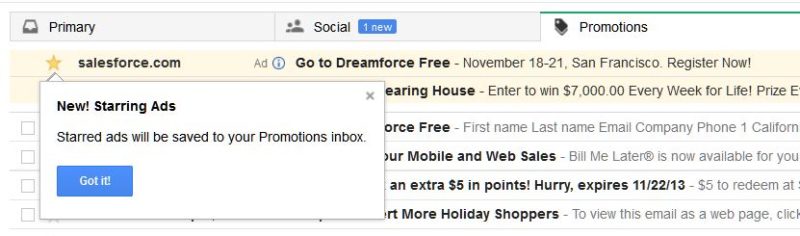 Now, "Starring" Gmail Promotions Tab Ads Turns Them Into Standard ...