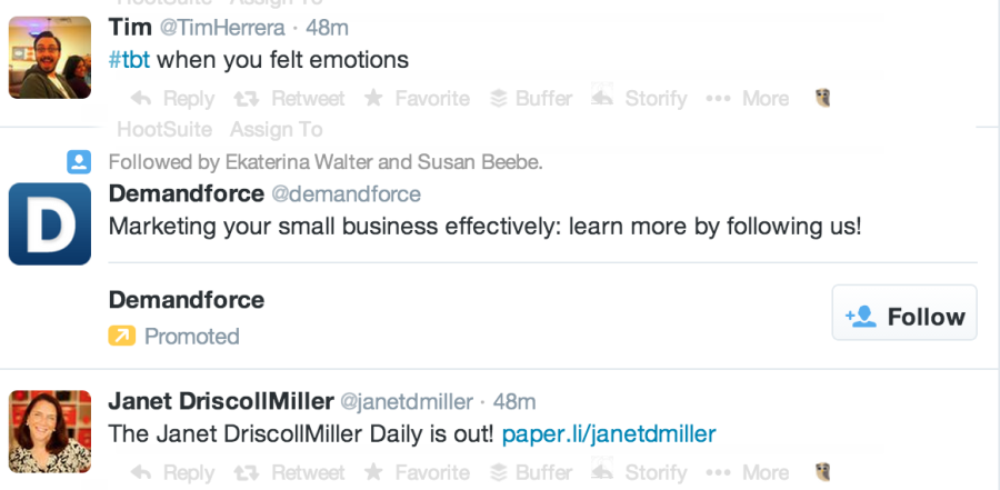Twitter's Promoted Accounts Moving Into Timelines On Desktop