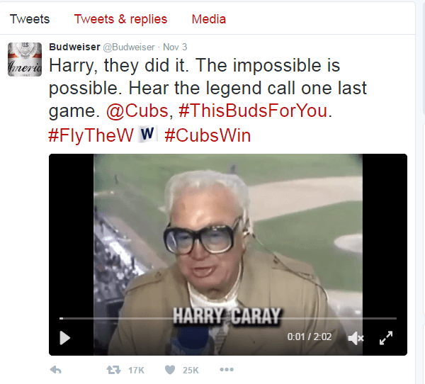A standout content example: Budweiser and the Cubs
