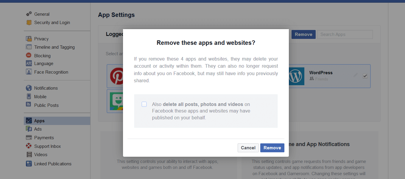 Facebook is now giving users the option to remove apps in bulk