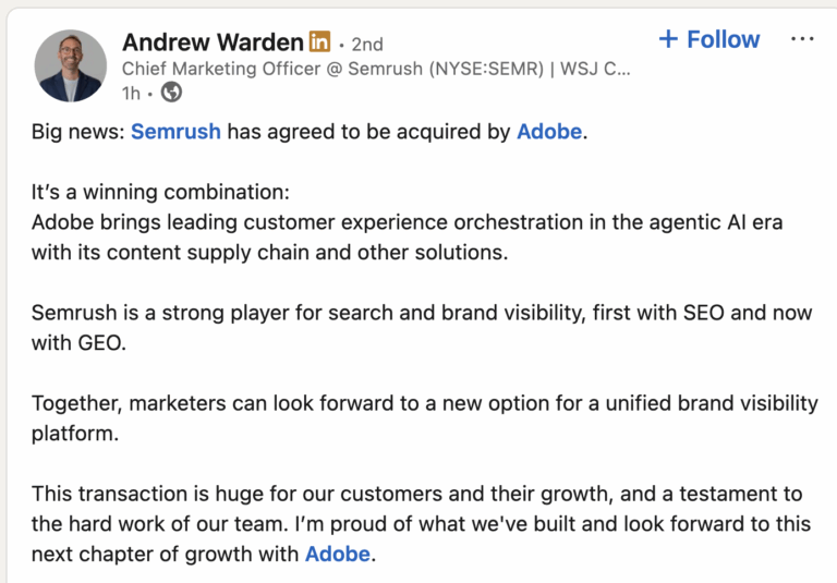 Adobe buys Semrush